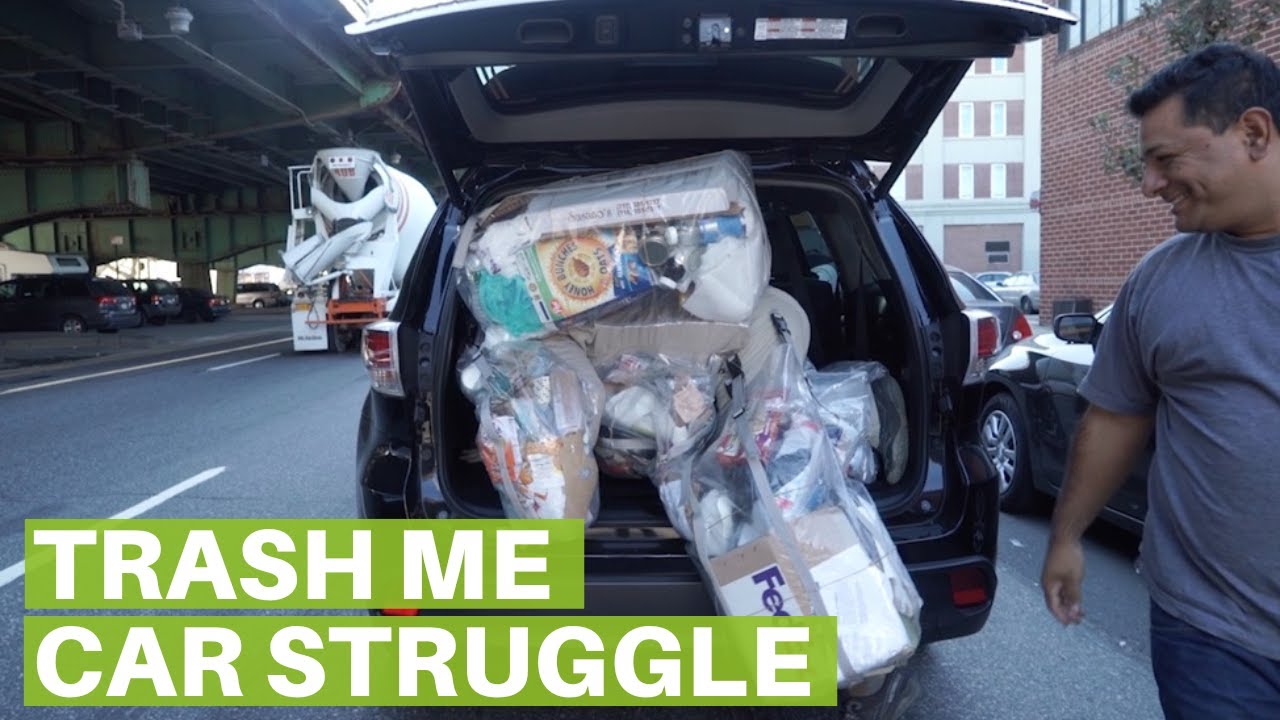 "Trash Man" Struggles to Fit in Car Wearing 30 Days of Garbage | Trash ...