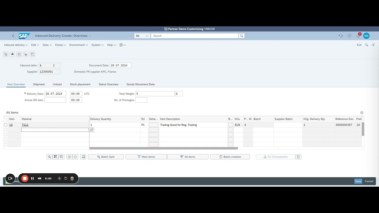 SAP Cloud Create Inbound Delivery VL31N - YouTube