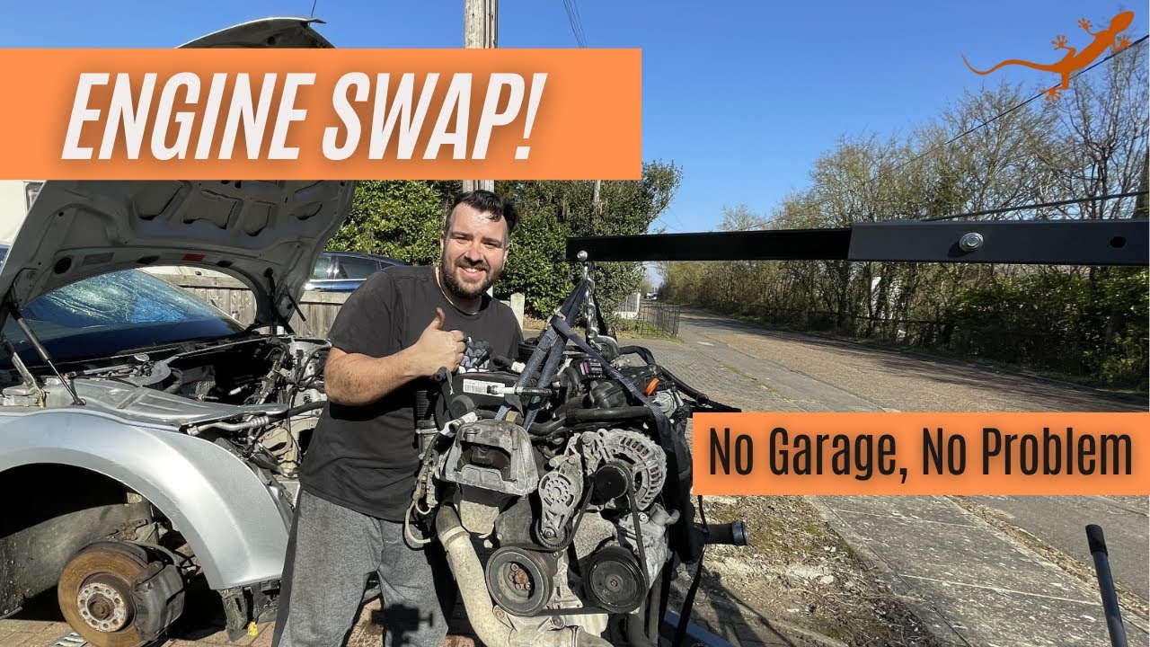 Removing a 2.0T FSI Engine on my driveway! - Engine Swap Part 2 - YouTube
