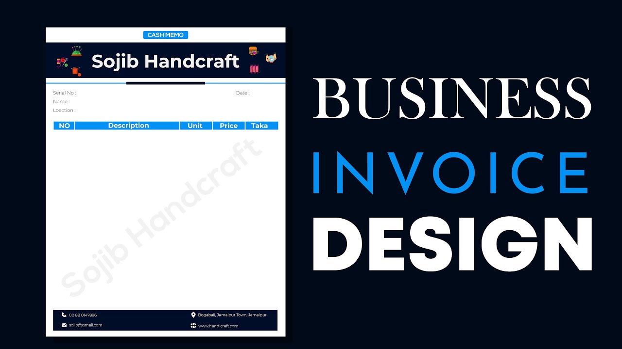 Creating Professional Invoice in Photoshop 2024 | Cash mamo Design ...