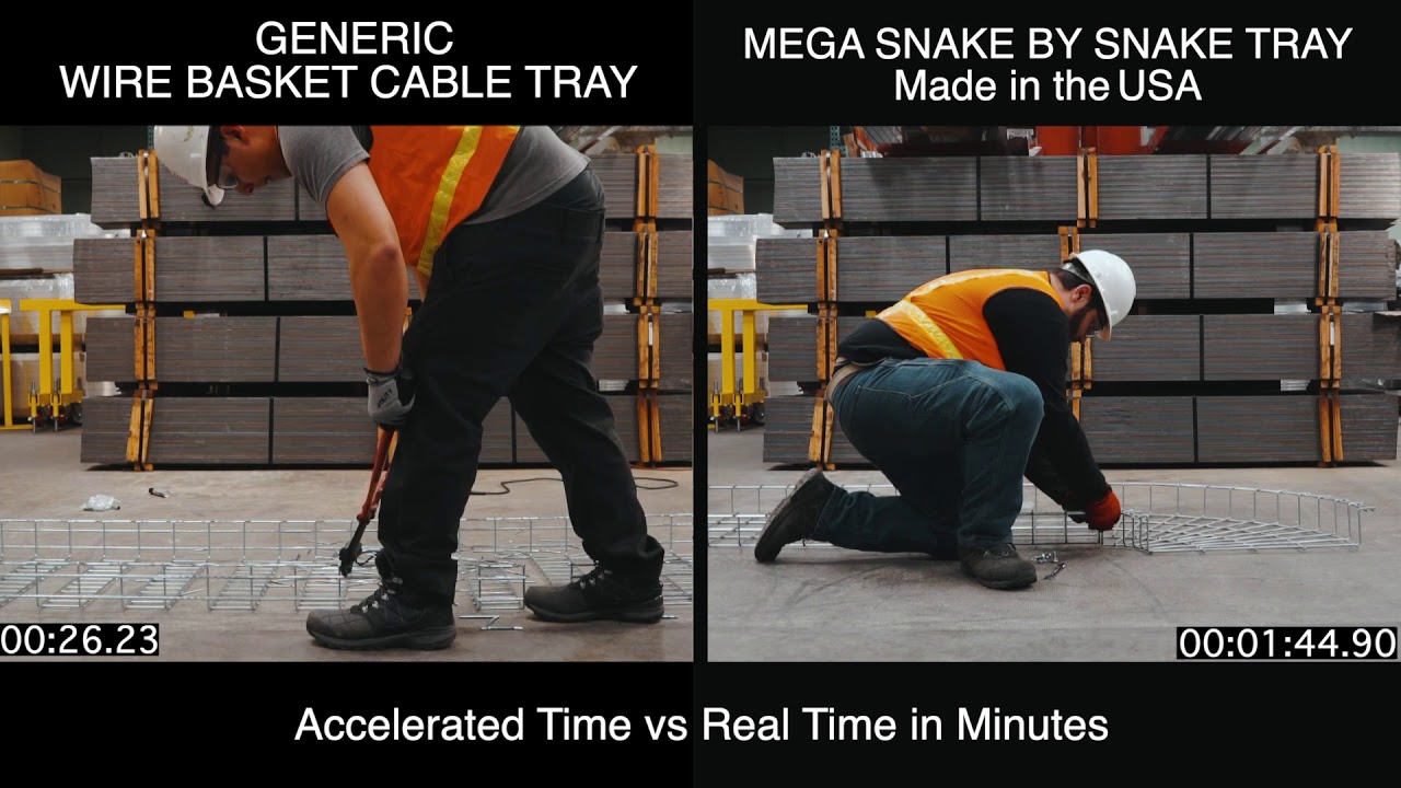 Generic Wire Basket Cable Tray Versus Mega Snake - YouTube
