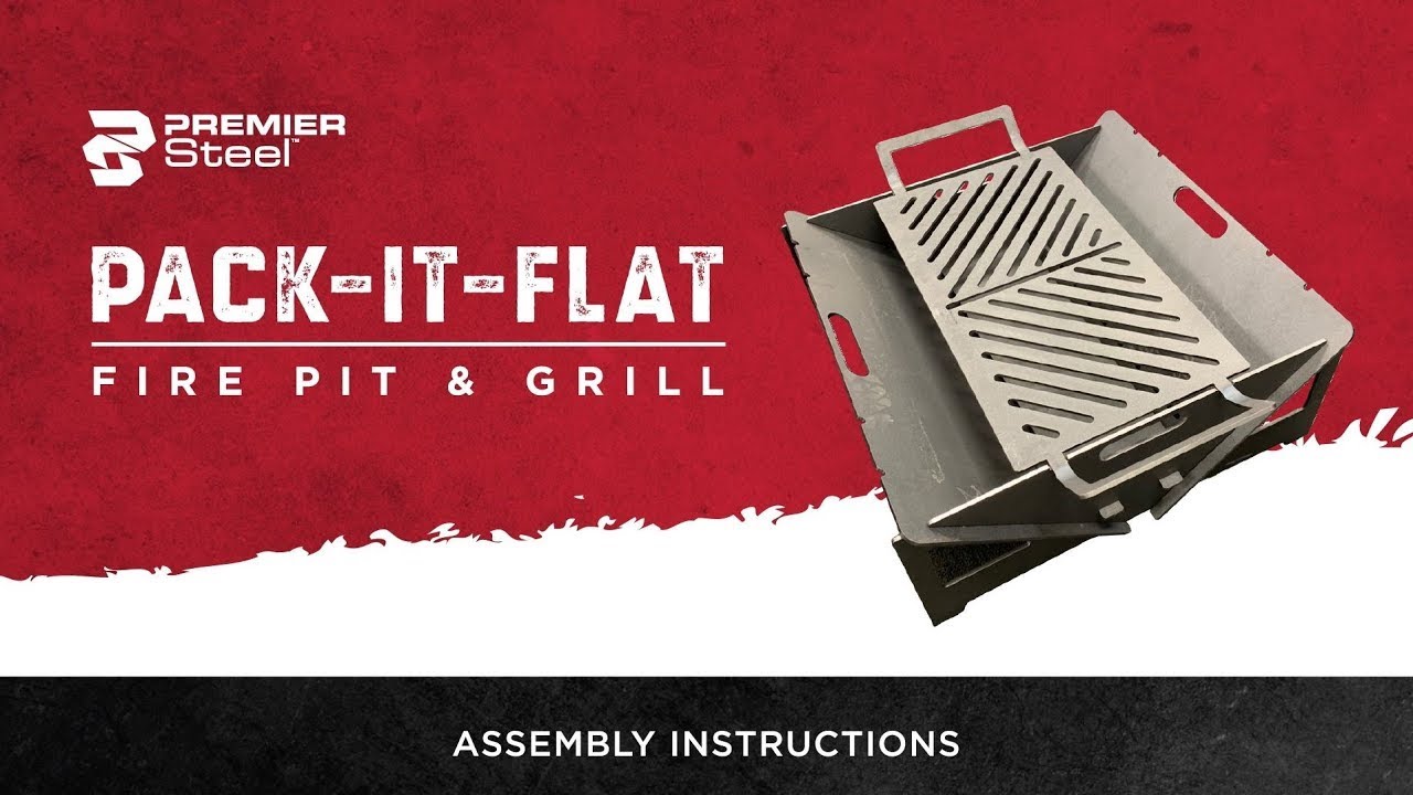Premier Steel Pack-It-Flat Fire Pit and Grill - Assembly Instructions - YouTube