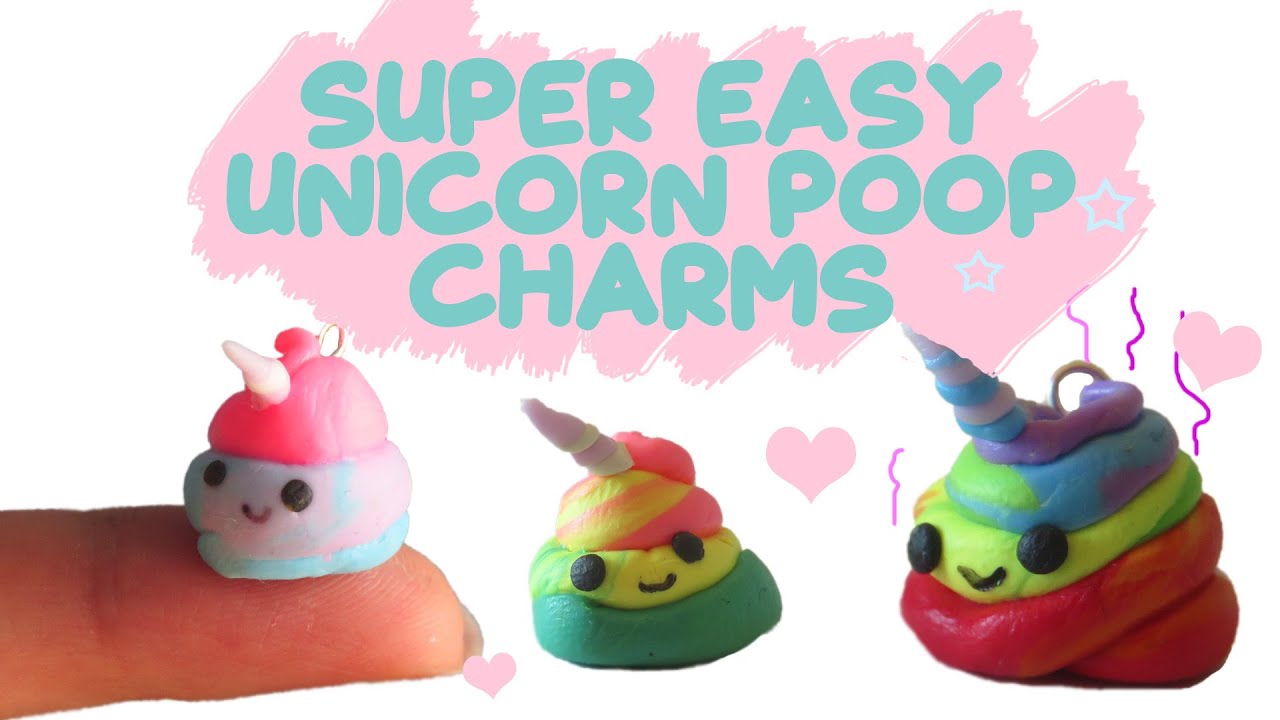 Super Easy Polymer Clay Unicorn Poop Charms - YouTube
