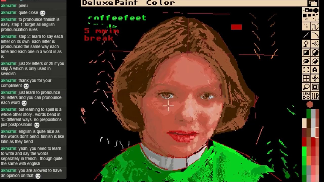 Amiga Deluxe Paint - 1st colour portrait attempt. - YouTube