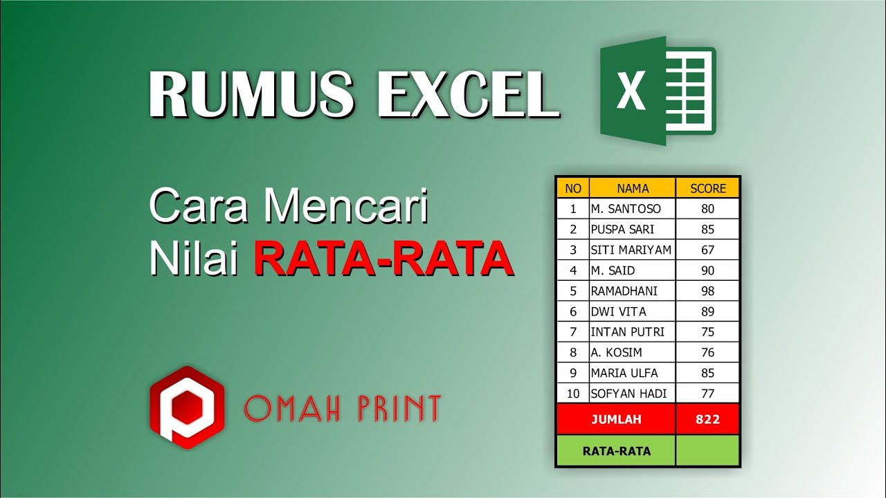 Cara Mencari Nilai Rata-rata | Rumus Excel - YouTube