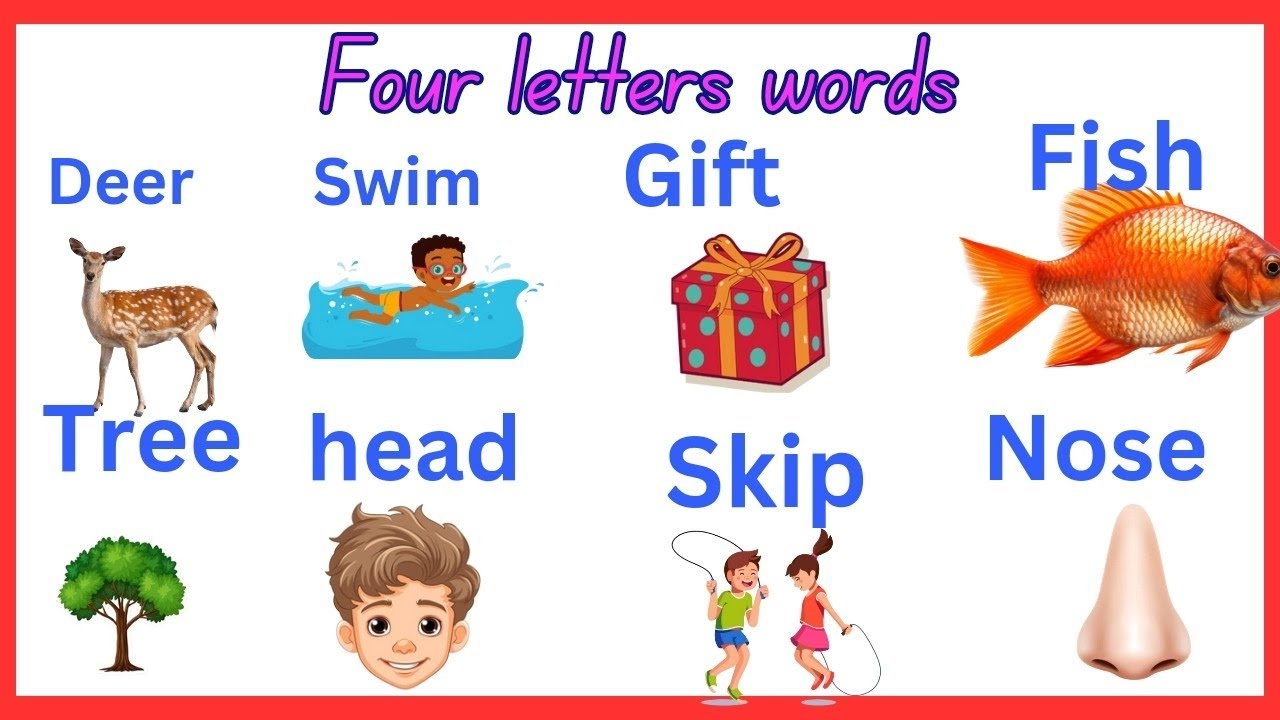Four Letter Words | kids vocabulary | Reading Words Lesson | Learn with ...