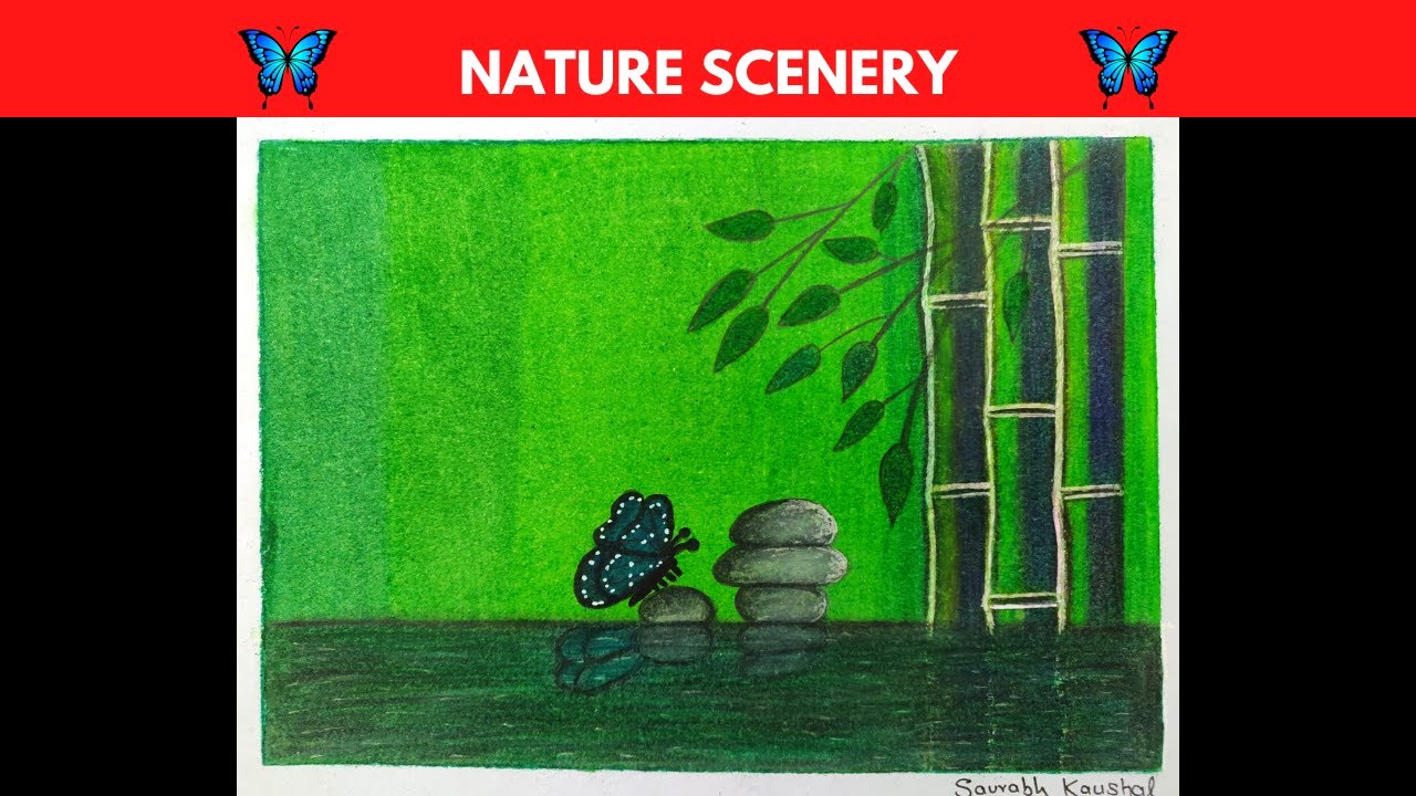 How to draw a Nature Scenery with Color Pencil (2020) [Step by step ...
