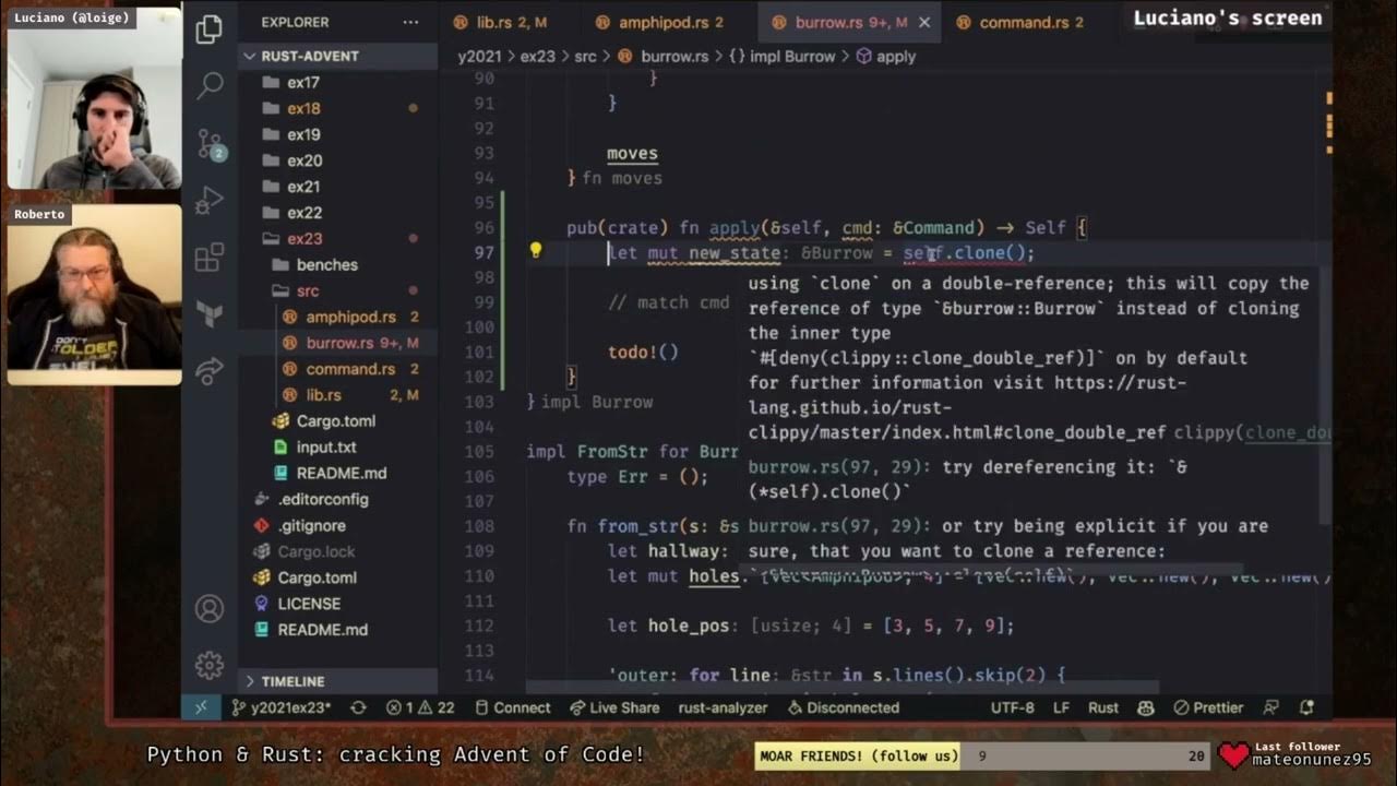 🦀 Rust vs 🐍 Python: Advent of code in Rust - solving days 23/2021 PART 2 (Twitch Live 2022-09-26 ...