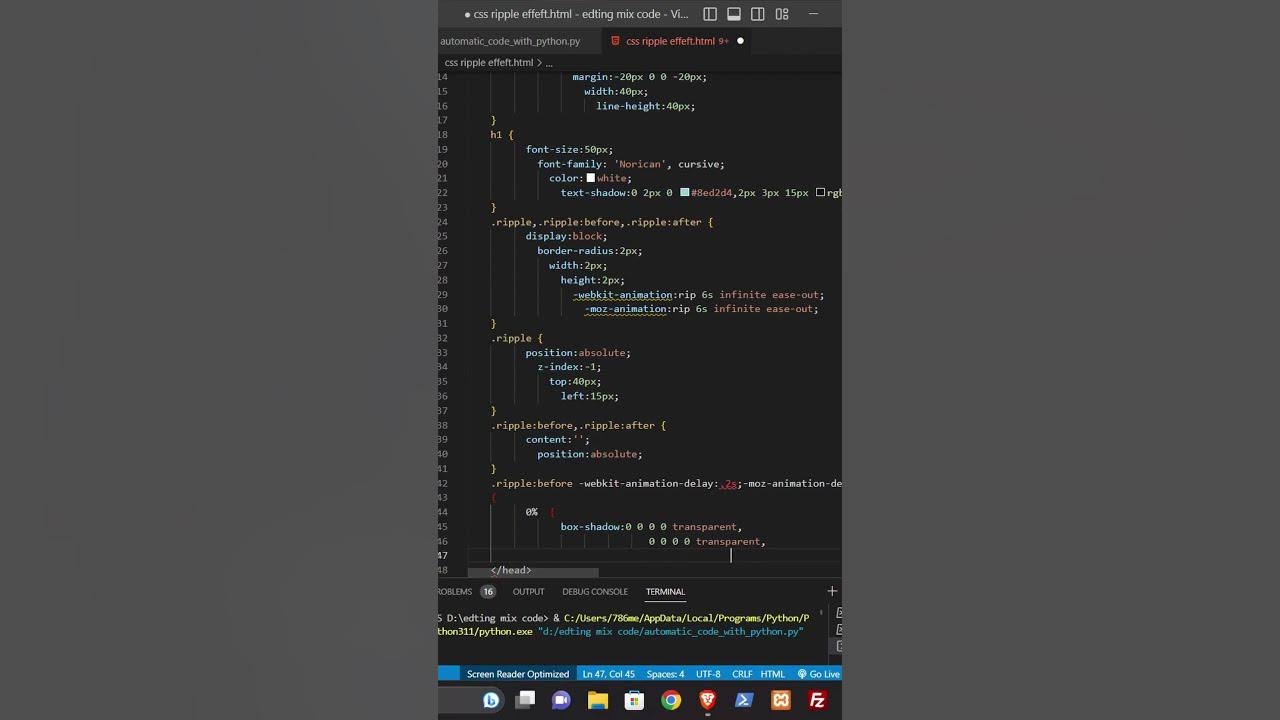 text ripple effect HTML CSS - YouTube