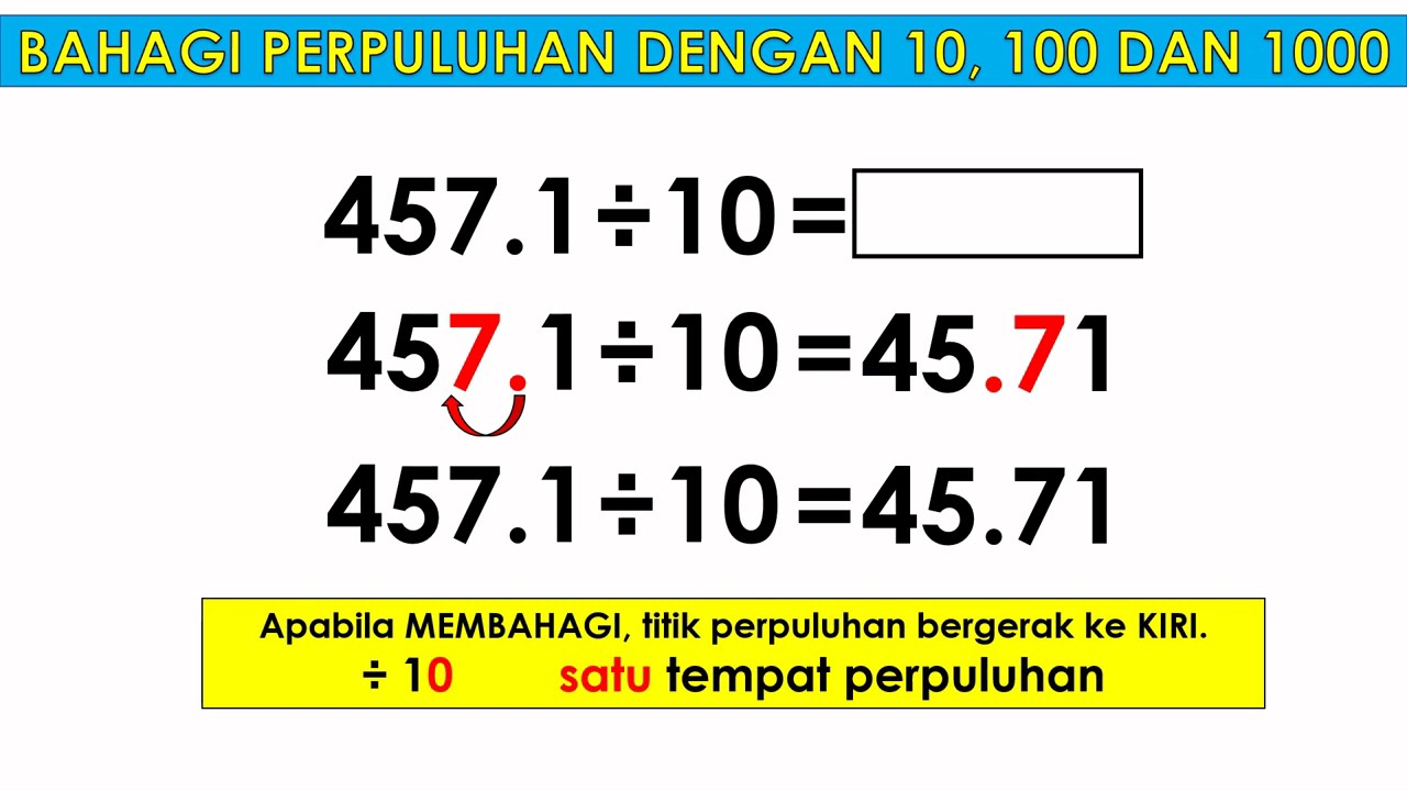 BAHAGI PERPULUHAN 10, 100 DAN 1000 | TAHUN 5 - YouTube