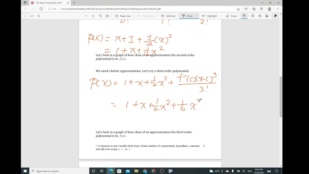 2022 Calculus BC Taylor Polynomial Approximation 8 4 - YouTube