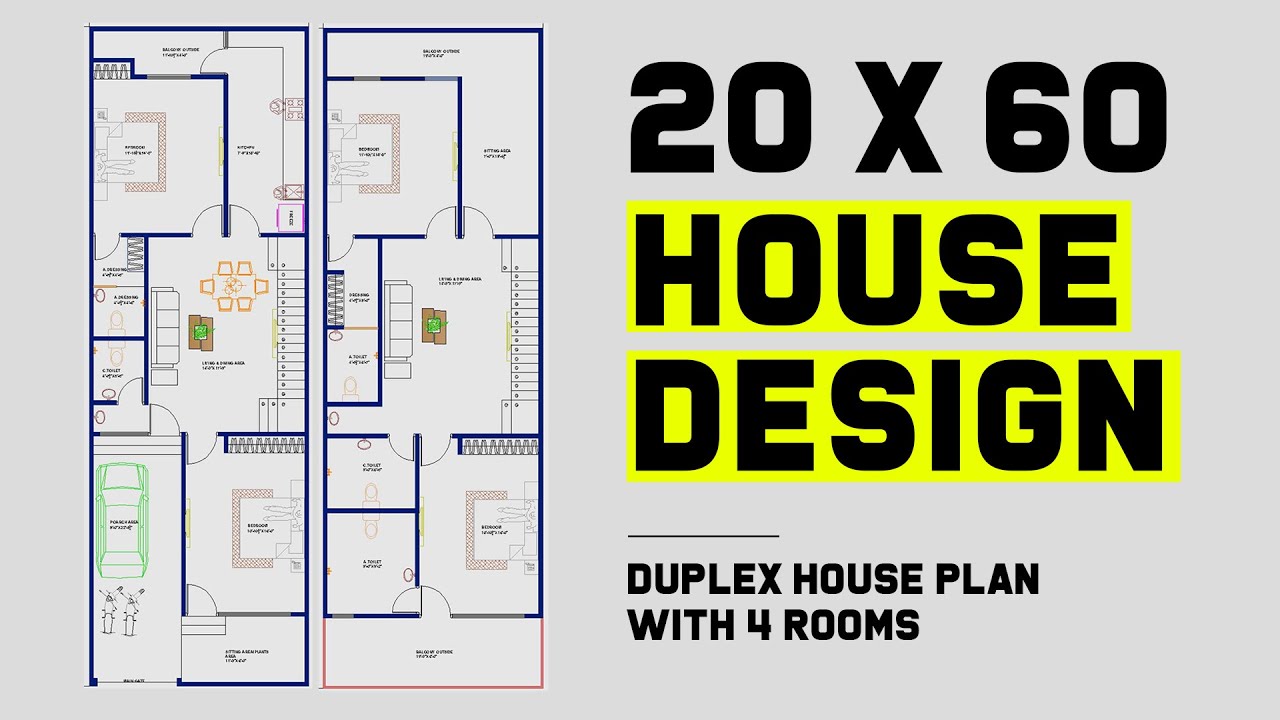 20 X 60 Sq Ft House Plans 3D Home Design | 20*60 Feet House Plan With