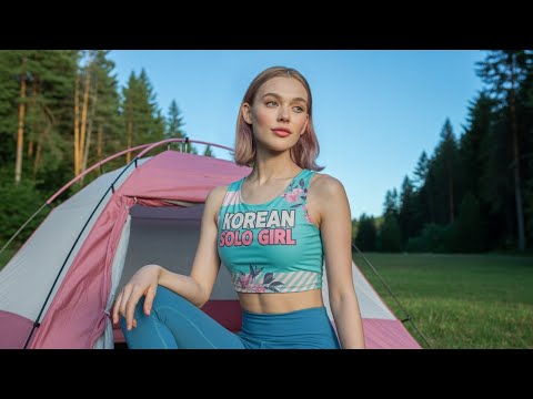 Outdoor adventure 🏕️. Korean solo girl. Girl camping alone.