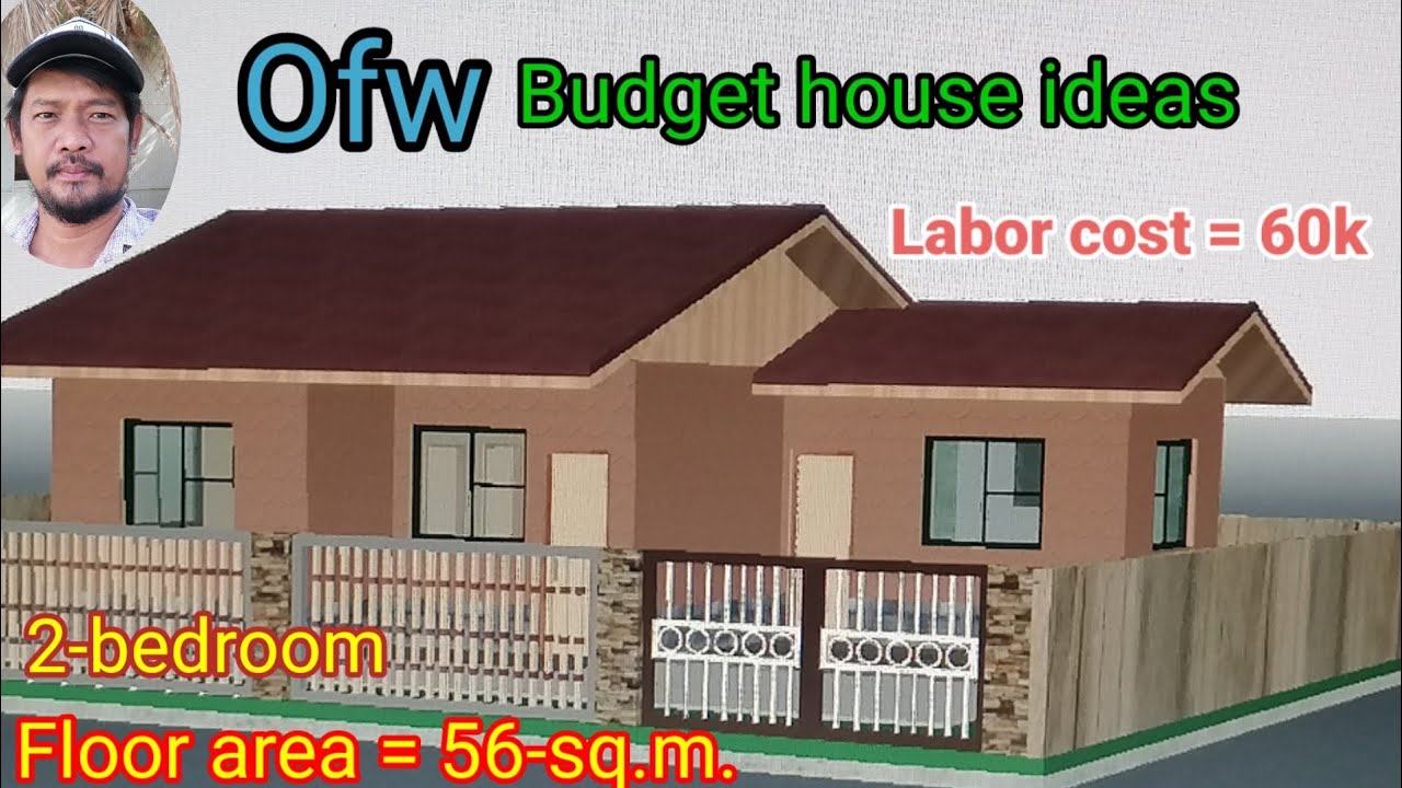 floor area =56-sq.m. ofw house plan. 2-bedroom and 1 bathroom, low cost ...