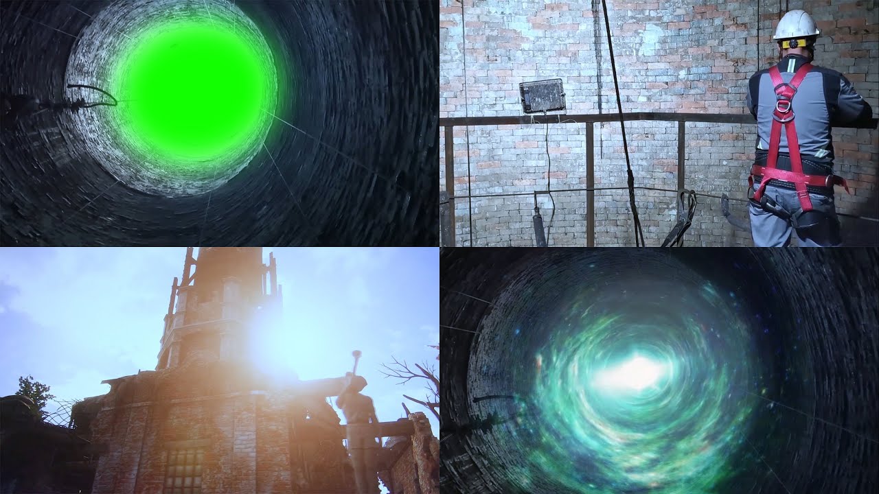 Footage on a green background. Footage of a portal on a green ...