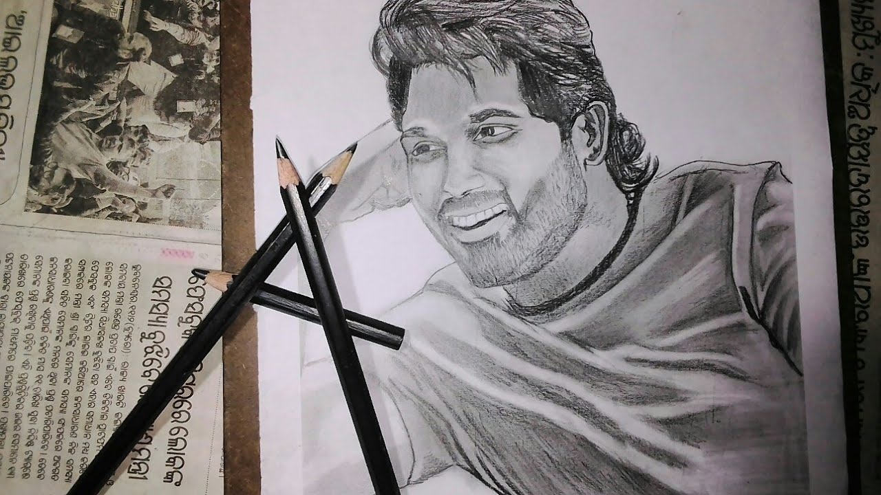 Allu Arjun drawing || alla vaikunthapurromullo with pencil - YouTube