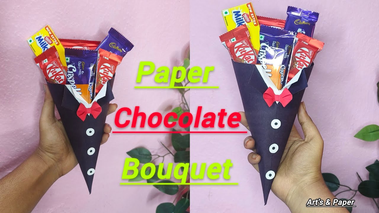 Paper Chocolate Bouquet Making Tutorial 😲 @ArtsPaper-mo9ve - YouTube