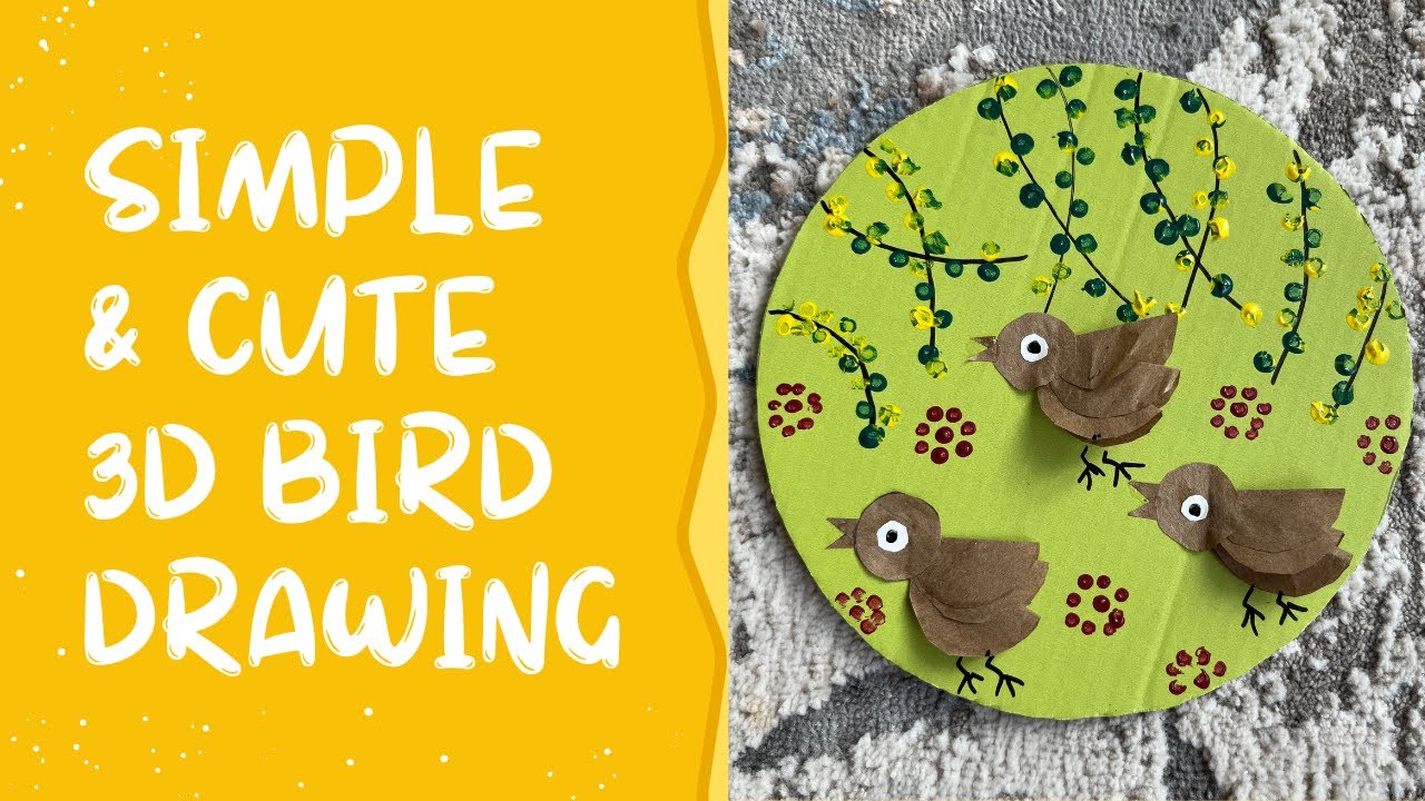 Cute 3D bird drawing #birds #simpledrawing #3ddrawing #viral - YouTube