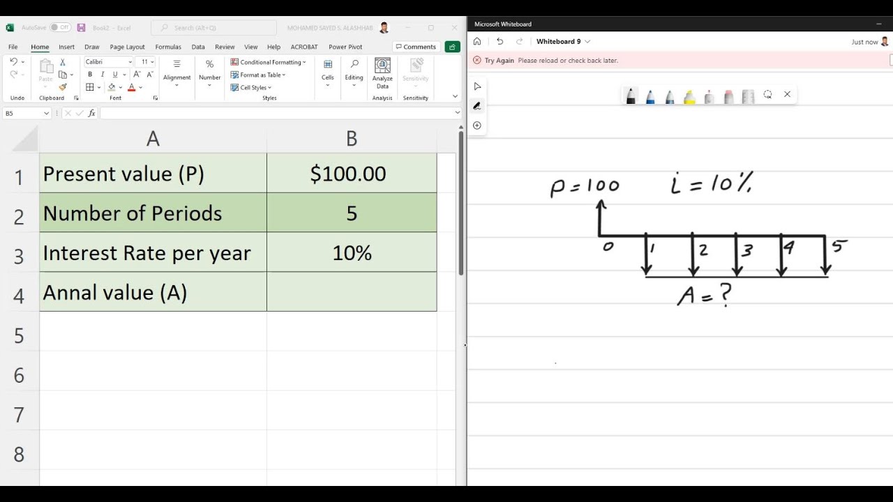 Annual (PMT) and Present (PV) using Excel and Tables - YouTube