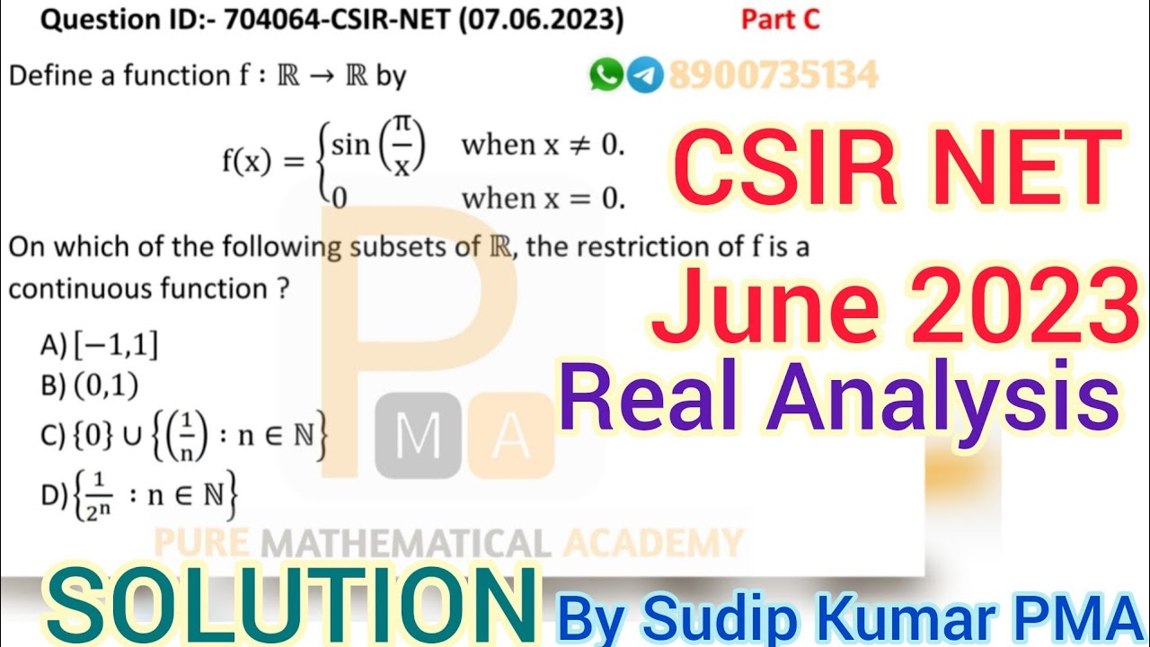 Csir Net June 2023 Mathematics Real Analysis Solution Q Id 704064 December 2023 By Sudip