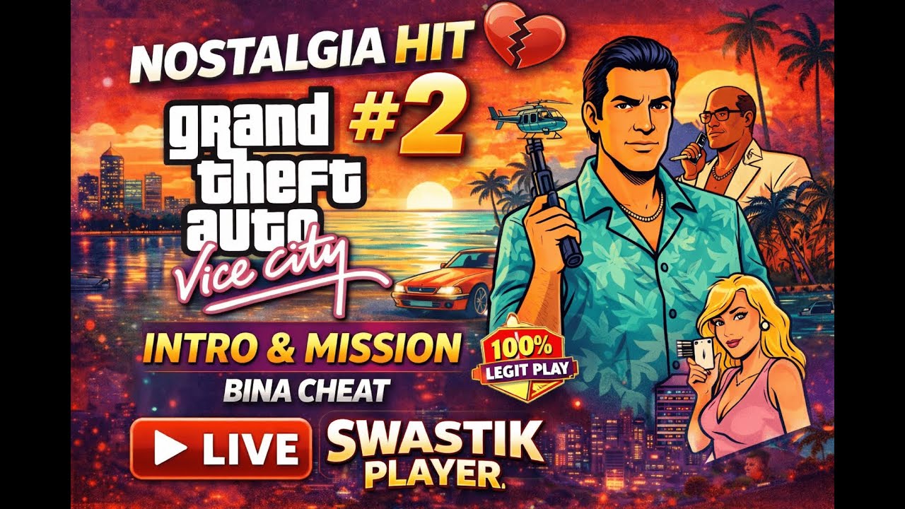 GTA Vice City LIVE #2 🎮 Intro & Mission | 100% Legit Play - YouTube