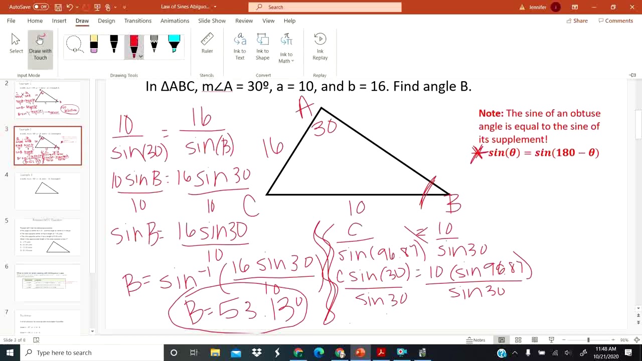 Law of Sines Ambiguous Case - YouTube