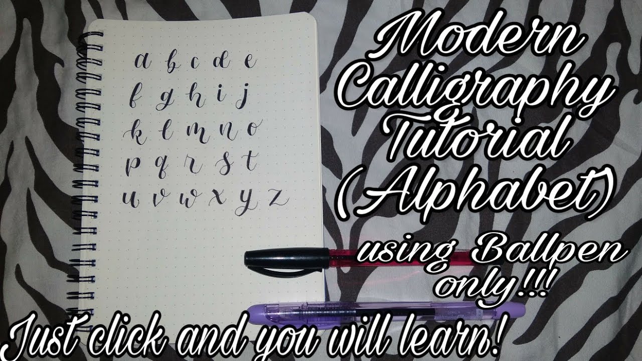 Modern Calligraphy Tutorial (Alphabet) using Ballpen - YouTube