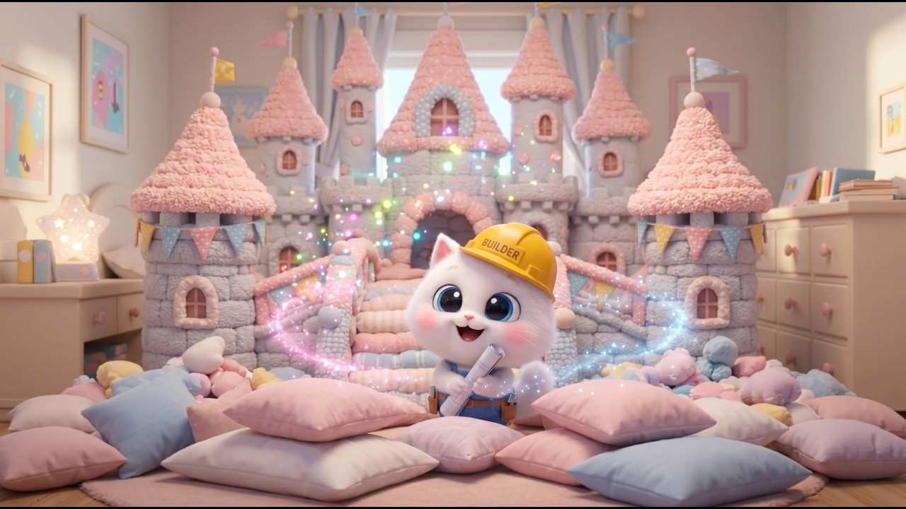 Cats Making a Mini Pillow Fort 🏠🐾 Cute Kids Cartoon! 🏰🐱 Cozy Fun ...