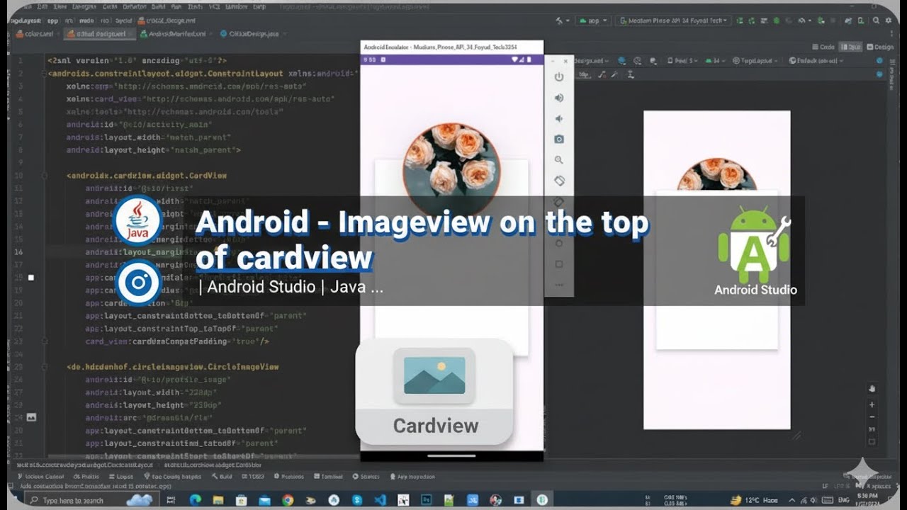 Android – Imageview on the top of cardview | Android Studio | Java - YouTube