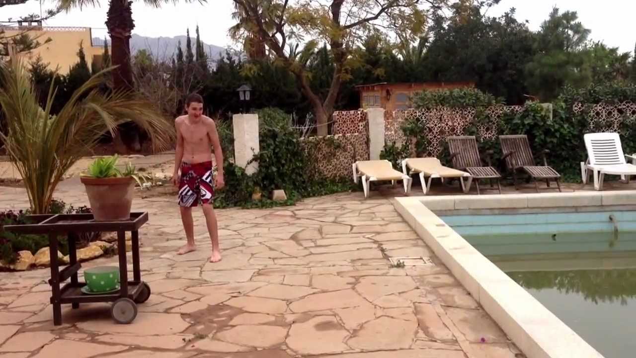 Jumps into dirty disgusting pool In winter - YouTube