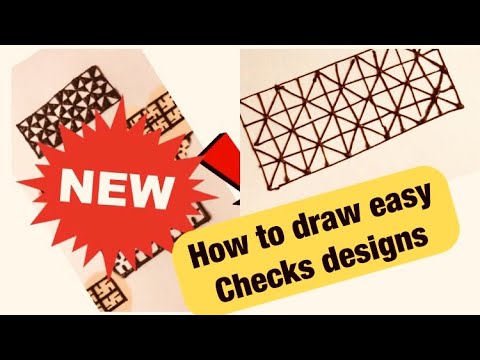 How to draw easy and new checks designs with mehndi - YouTube