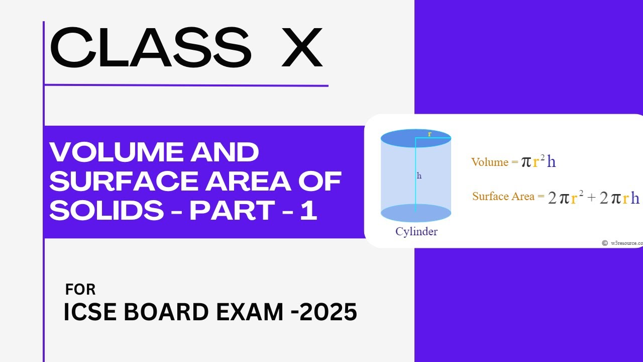 Volume and Surface Area of Solids Part 1 Class 10 ICSE - YouTube