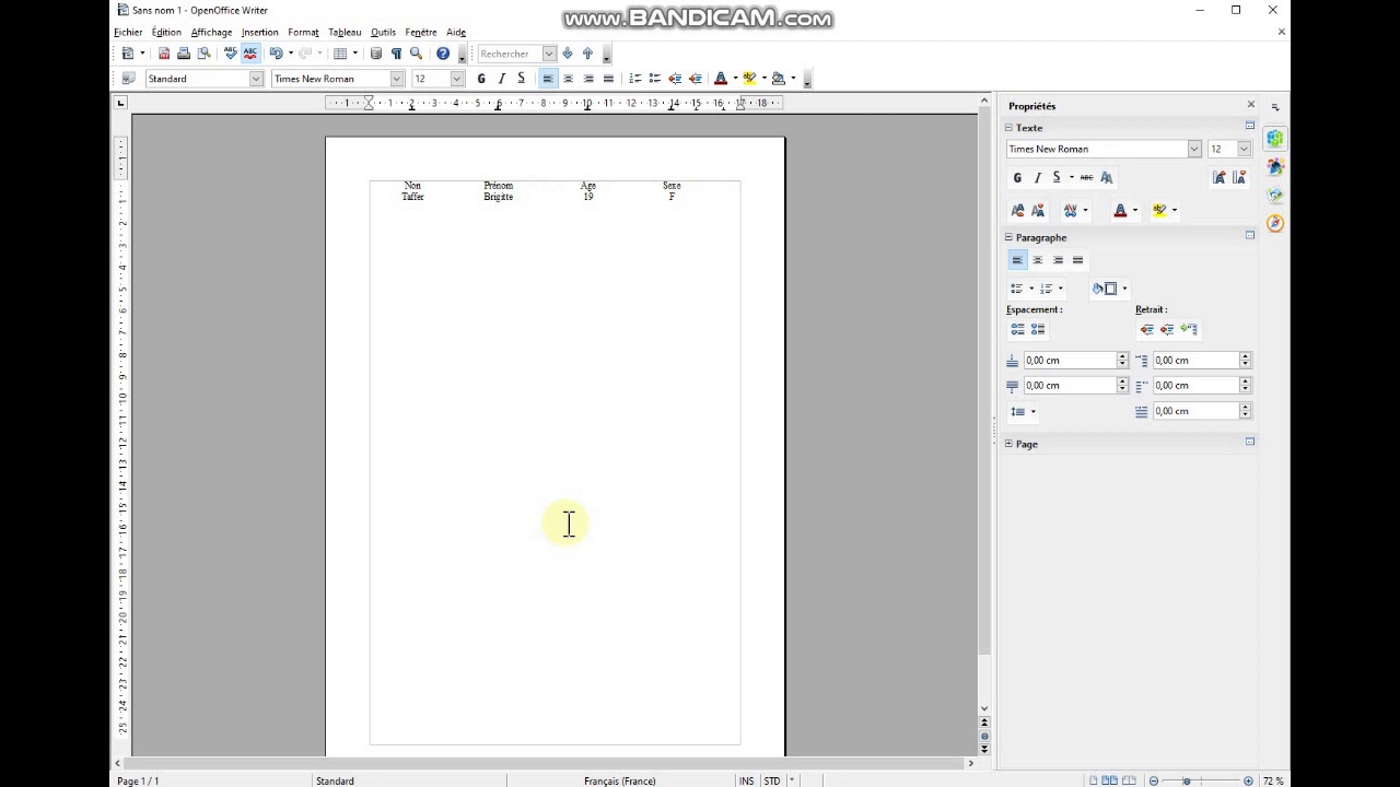 TUTO N° 6 OPEN OFFICE, utilisation des tabulations - YouTube