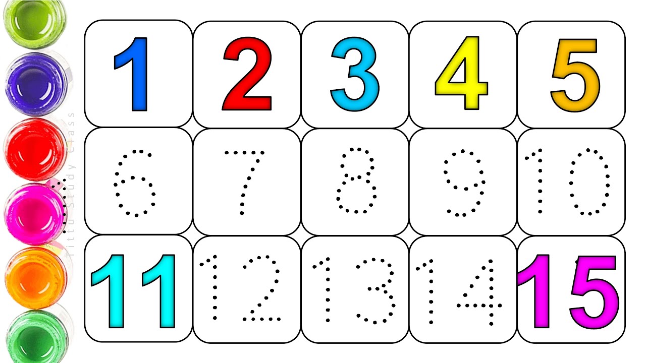 learn to write counting numbers 1 to 15 | 1 se lekar 15 tak ginti ...