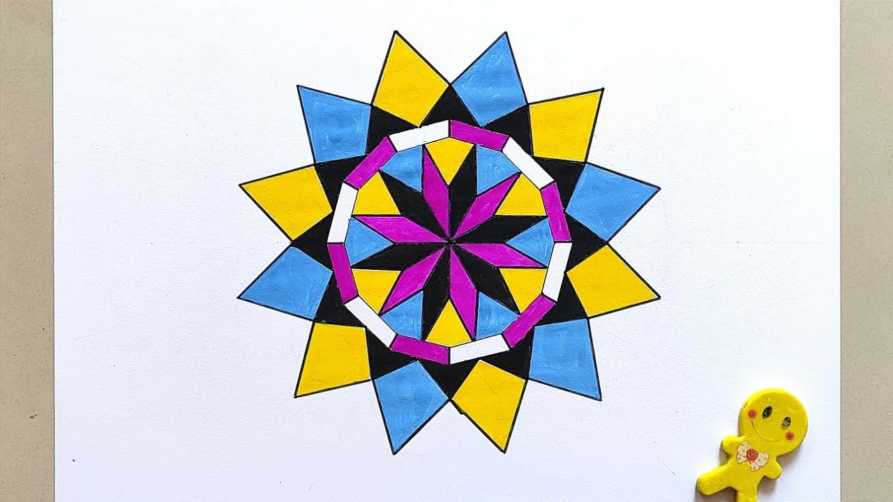 Geometric Drawing with Painting | How to draw Geometric drawing with ...