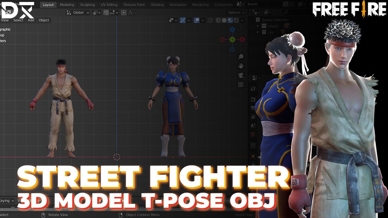 3D Models FF X STREET FIGHTER obj | Free Fire - YouTube