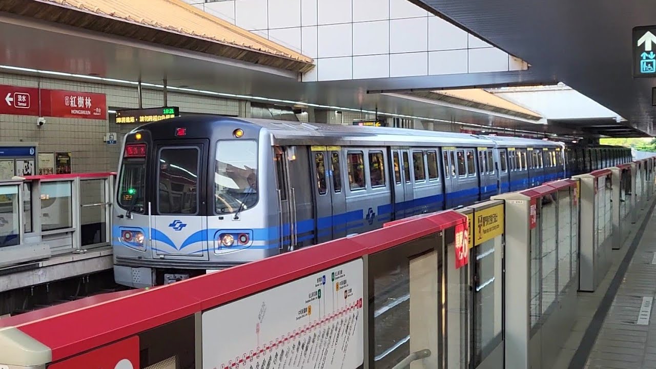 臺北捷運122車次C381型電聯車(529/530)紅樹林站進站+出站紀錄 | IGBT-VVVF | 2023.7.12 | Taipei ...