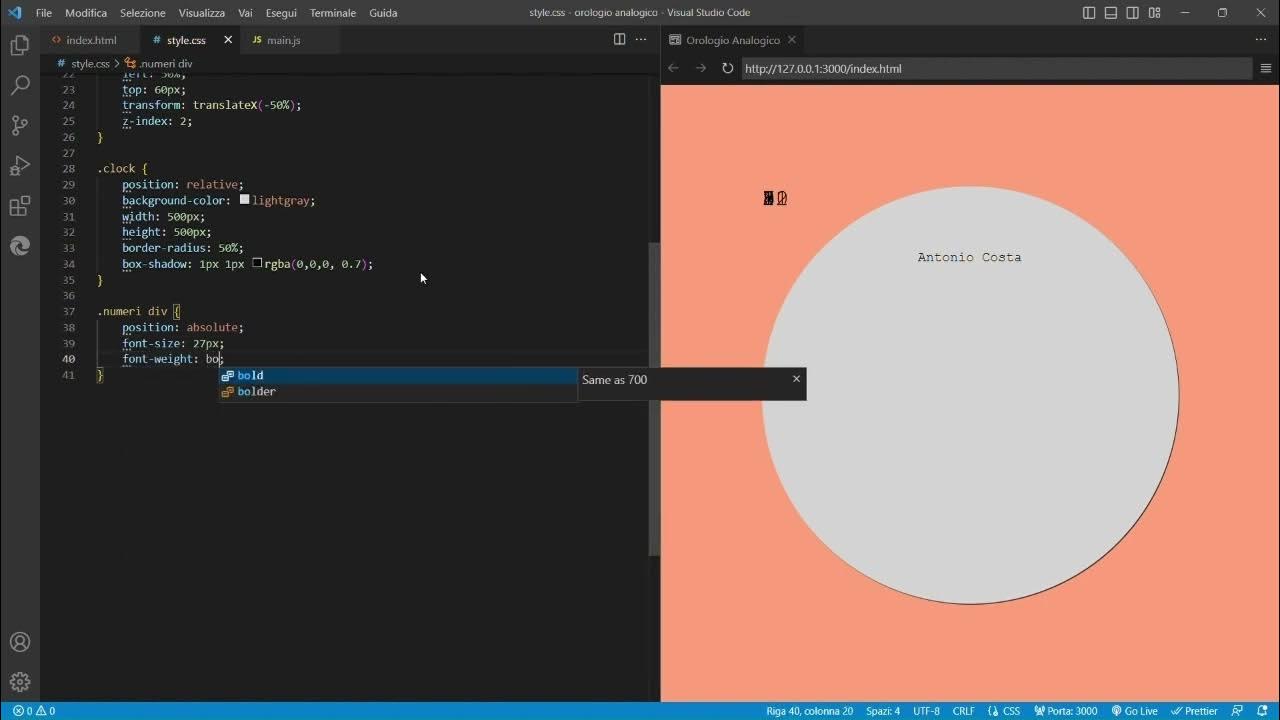Analog Clock Hmtl Css Javascript Youtube