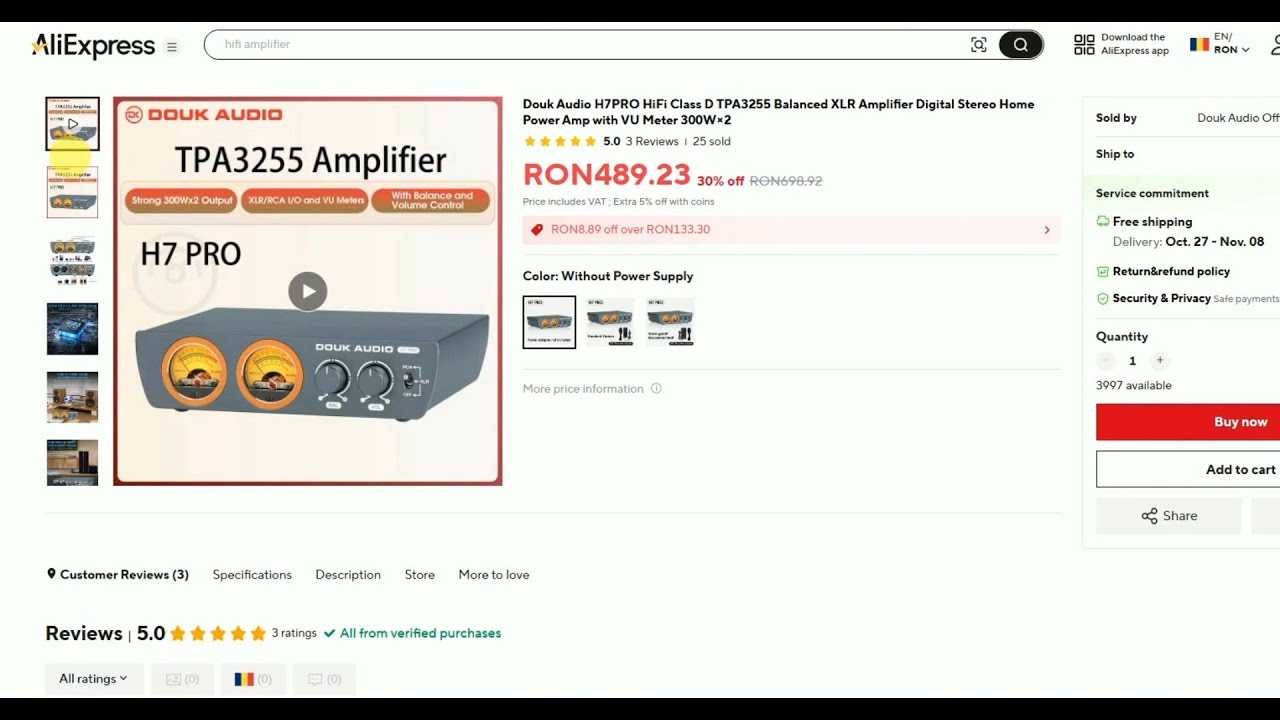 Amplificator Douk Audio H7PRO HiFi Class D TPA3255 2 x 300w - YouTube