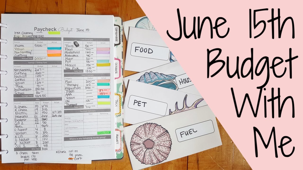 June 15, 2020, Budget With Me | Monthly Income | Cash Budget ...