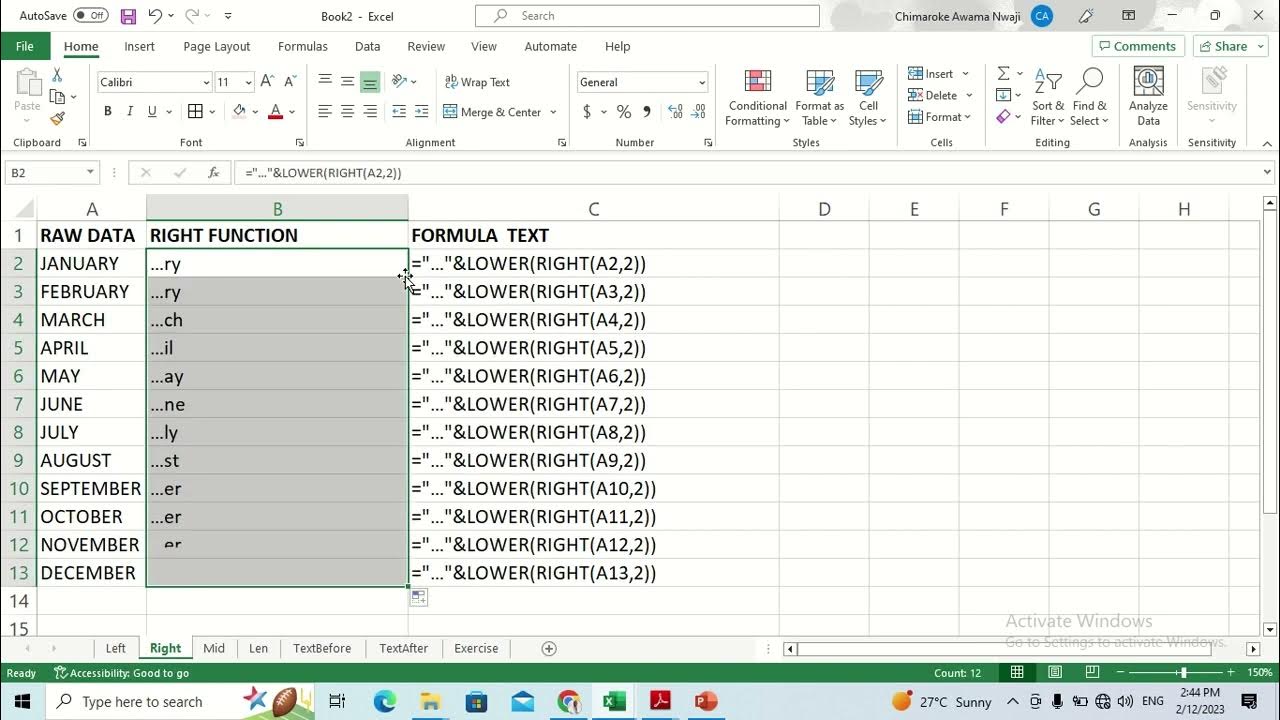 Left, Right, Len, TextBefore, TextAfter Functions [Go-Getter Excel] - YouTube