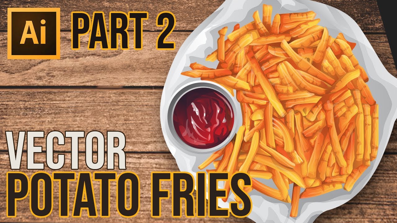 Adobe Illustrator Tutorial | How to Draw Potato Fries Vector Part 2 ...