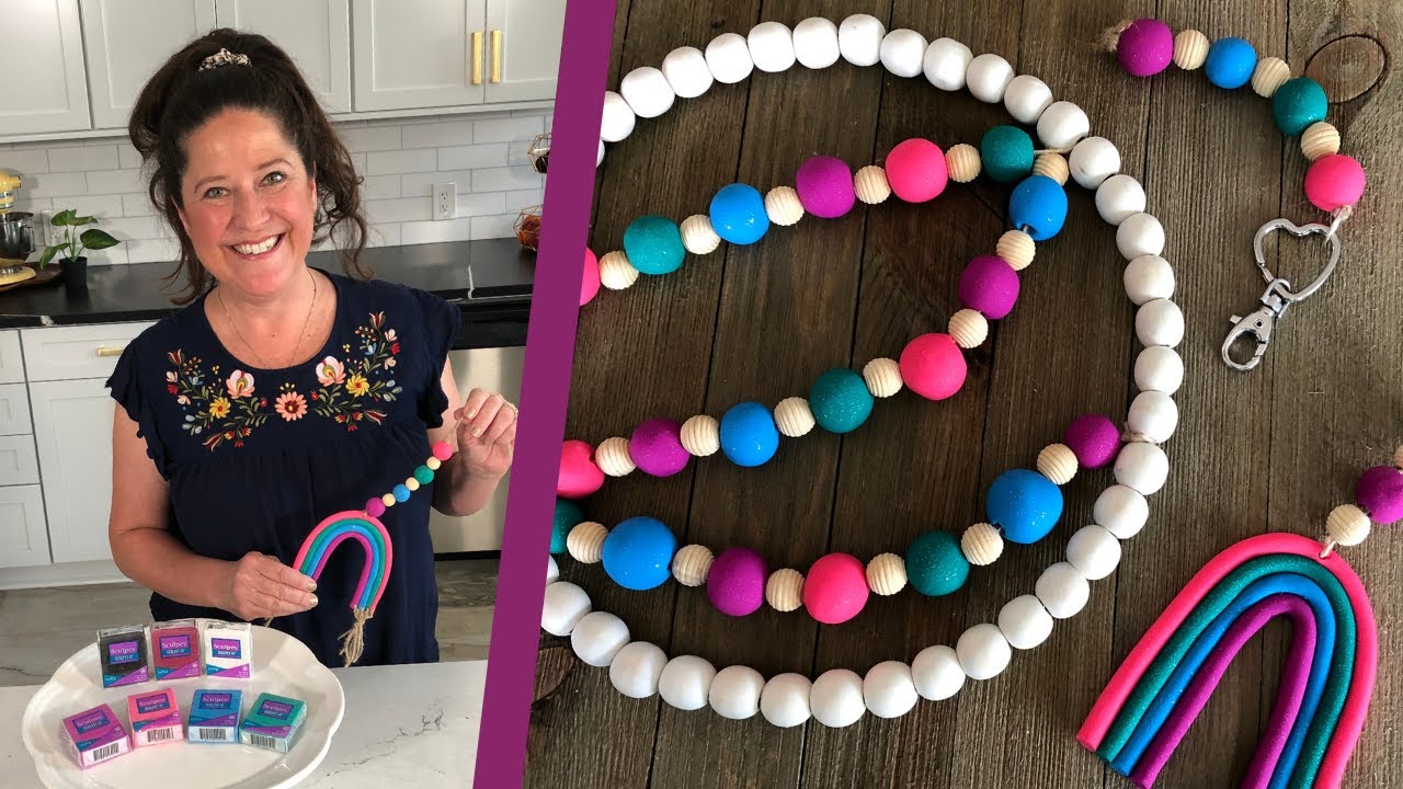 4 Beginner Crafts Sculpey III Glitter, Wood Bead Wreath, Rainbow Wall ...