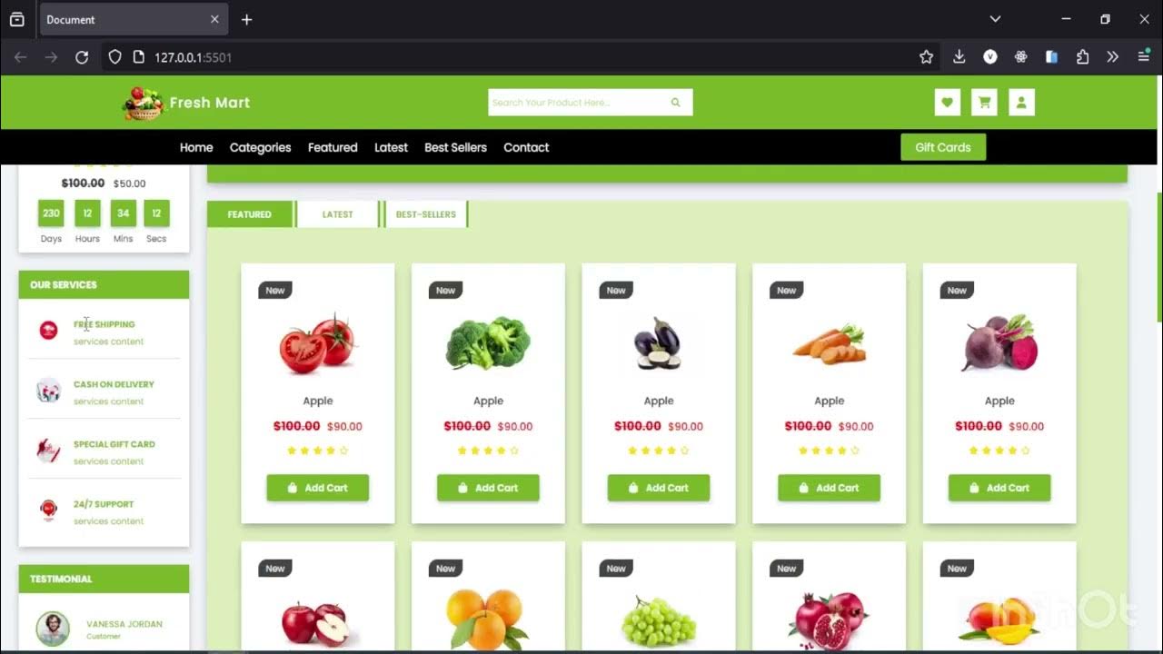 Grocery website design using HTML,CSS and JavaScript. - YouTube