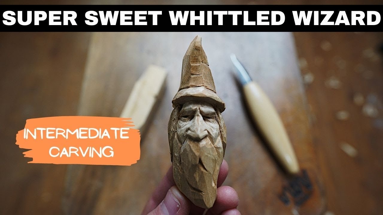 Super Sweet Whittled Wizard-- 1" x 1" Basswood Wood Carving - YouTube