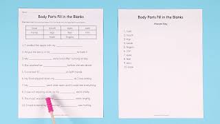 Body Parts Fill In Blanks With And Without The Answers