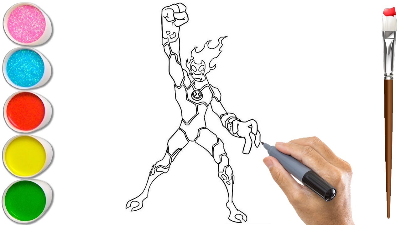 How to Draw Ben 10 Alien Heatblast - Heatblast drawing | Mady Arts ...