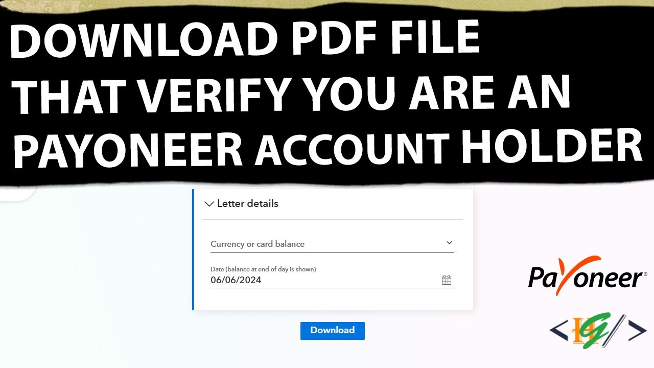 How to Generate & Download File to Verify That You are Payoneer Account Holder | Verification ...