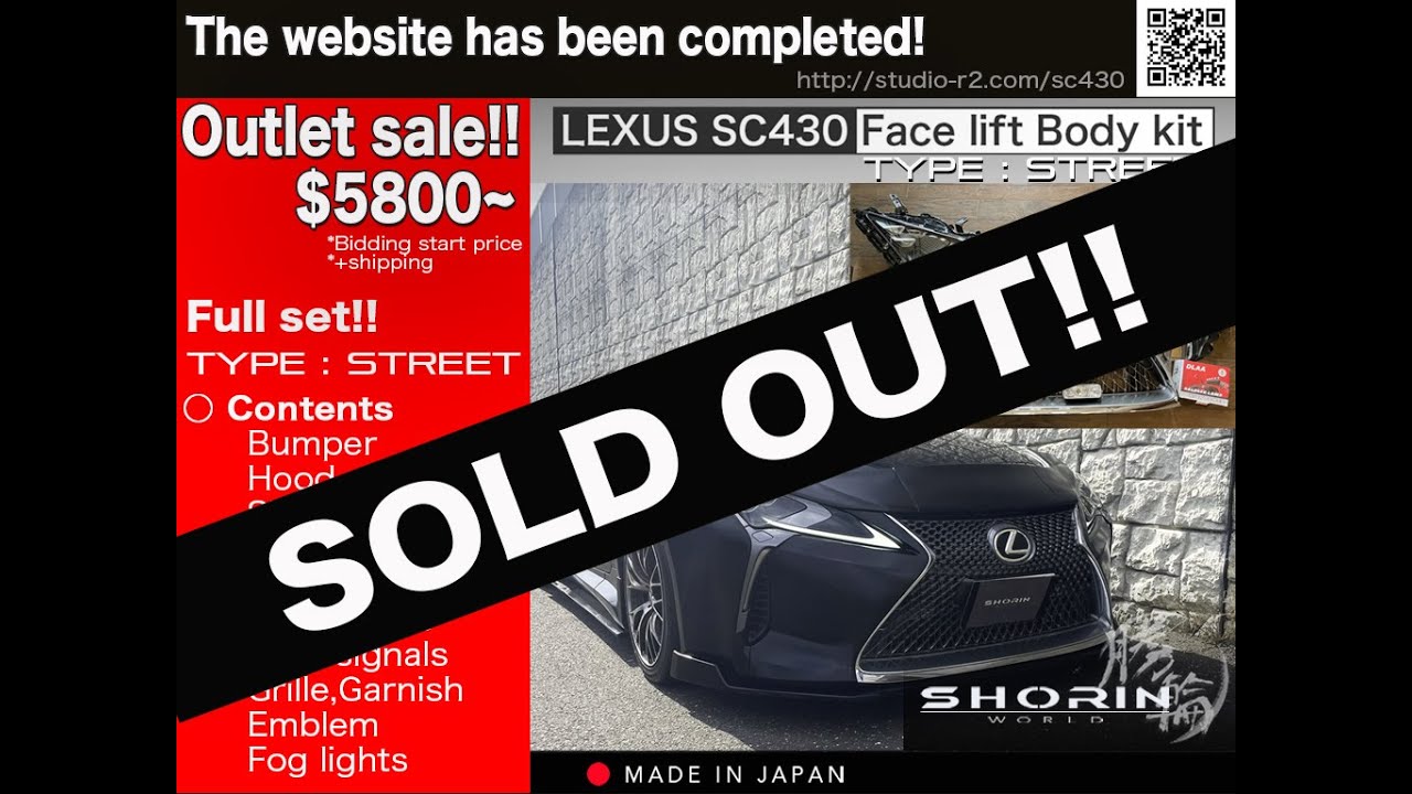 Outlet sale!&Web site! LEXUS SC430 Facelift body kit. Full Set - YouTube