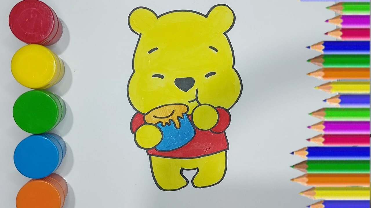 Honey, Easy Draw and Color Winnie The Pooh| Mudah Menggambar, Melukis ...